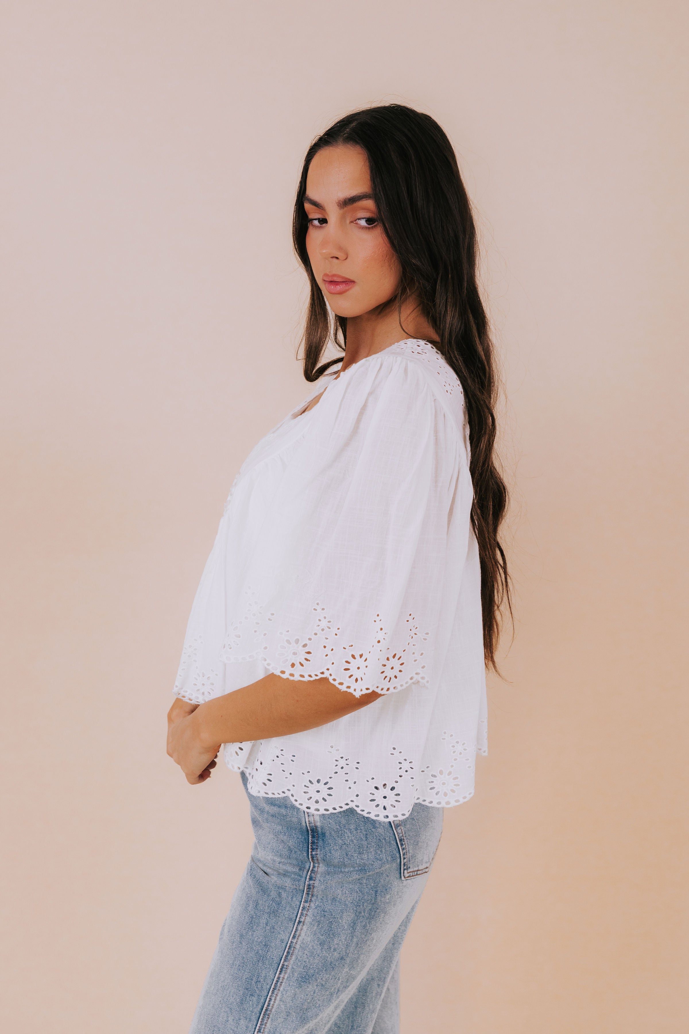 FREE PEOPLE - Costa Eyelet Top