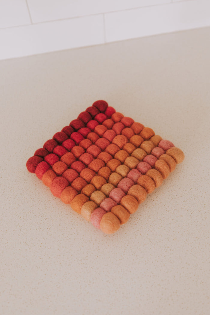 Handmade Wool Felt Ball Trivet - 2 Colors!